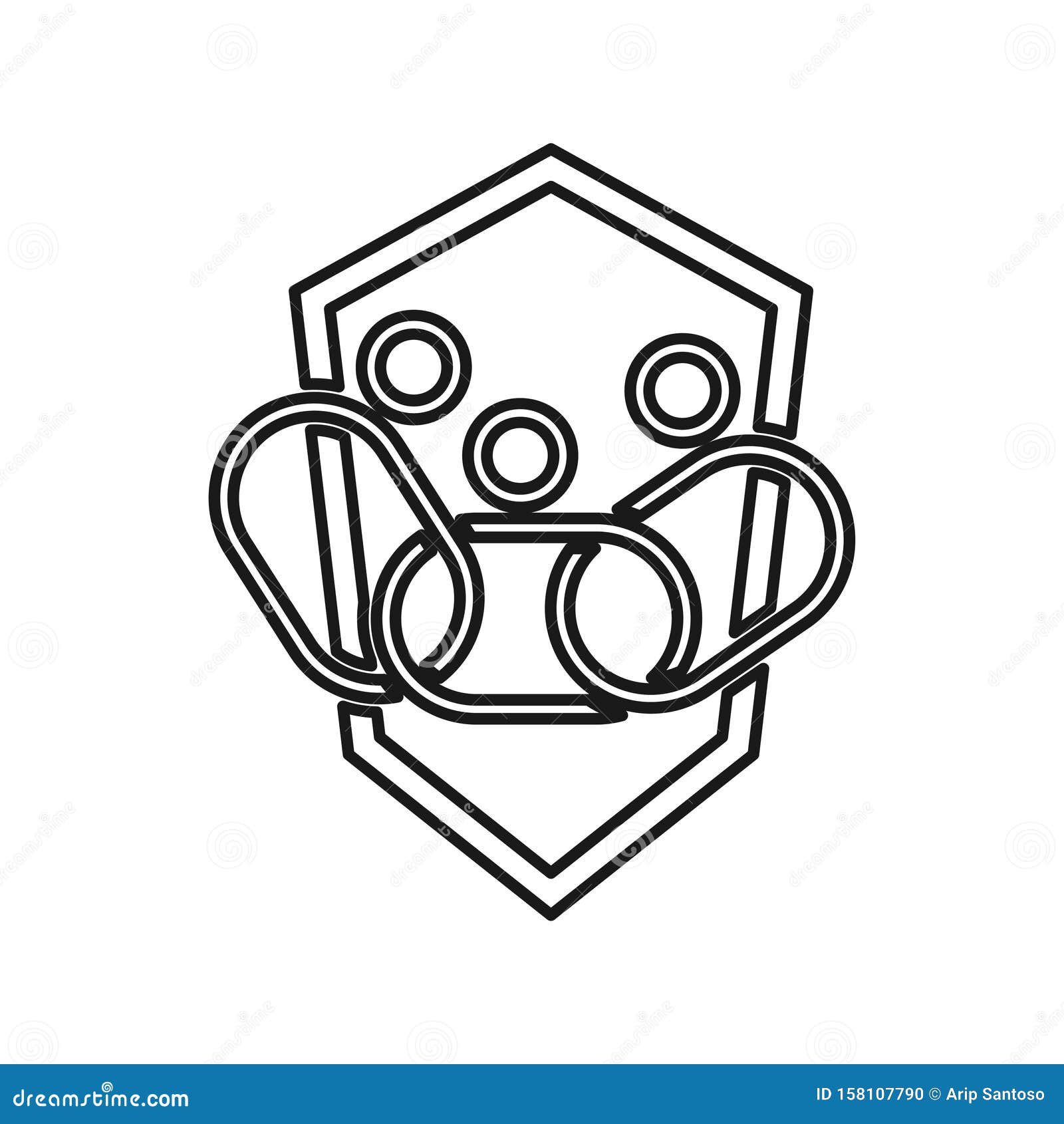 Shield Chain People Commitment Teamwork Together Outline Logo Stock Vector - Illustration of ...