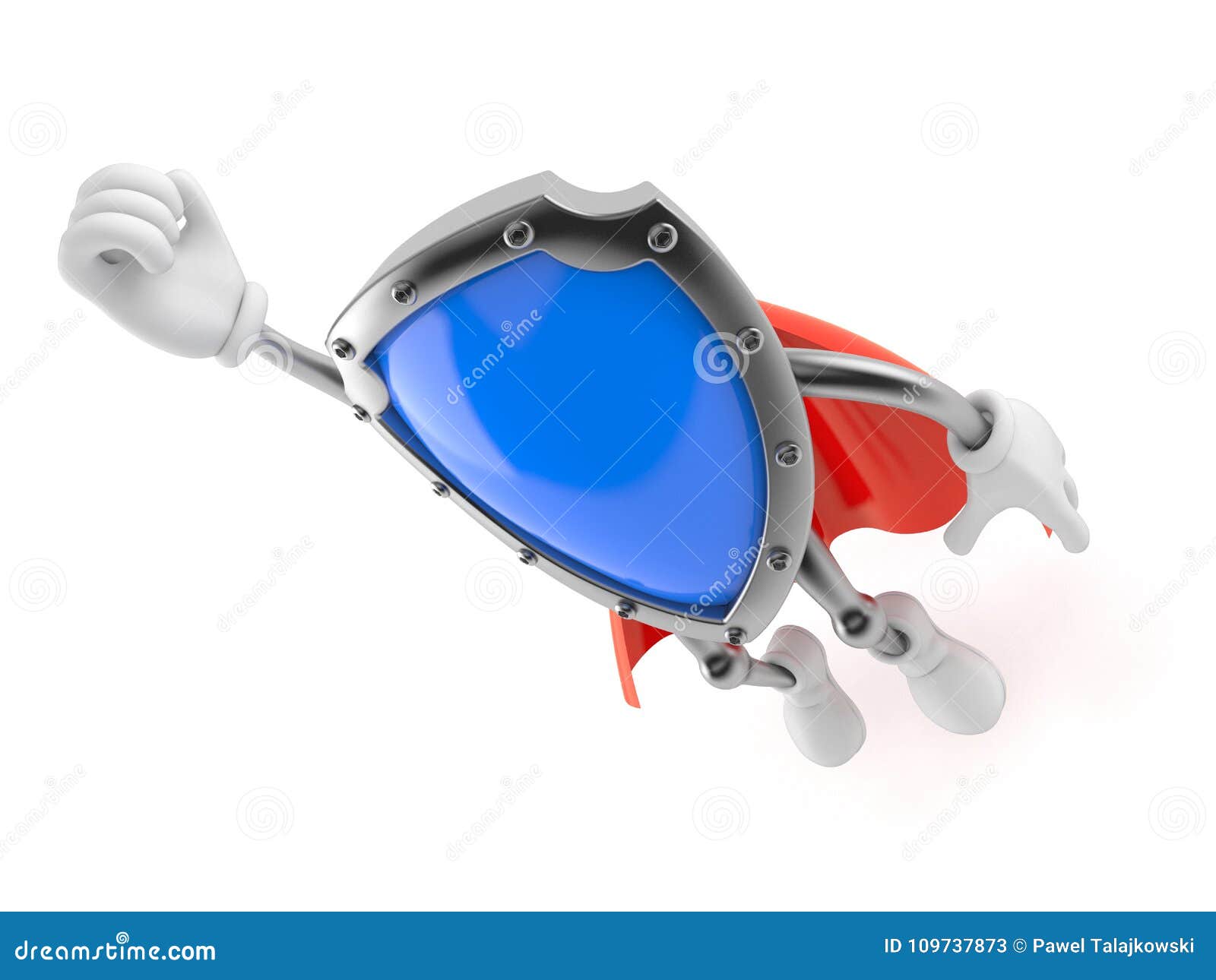 Shield Character with Hero Cape Stock Illustration - Illustration of ...