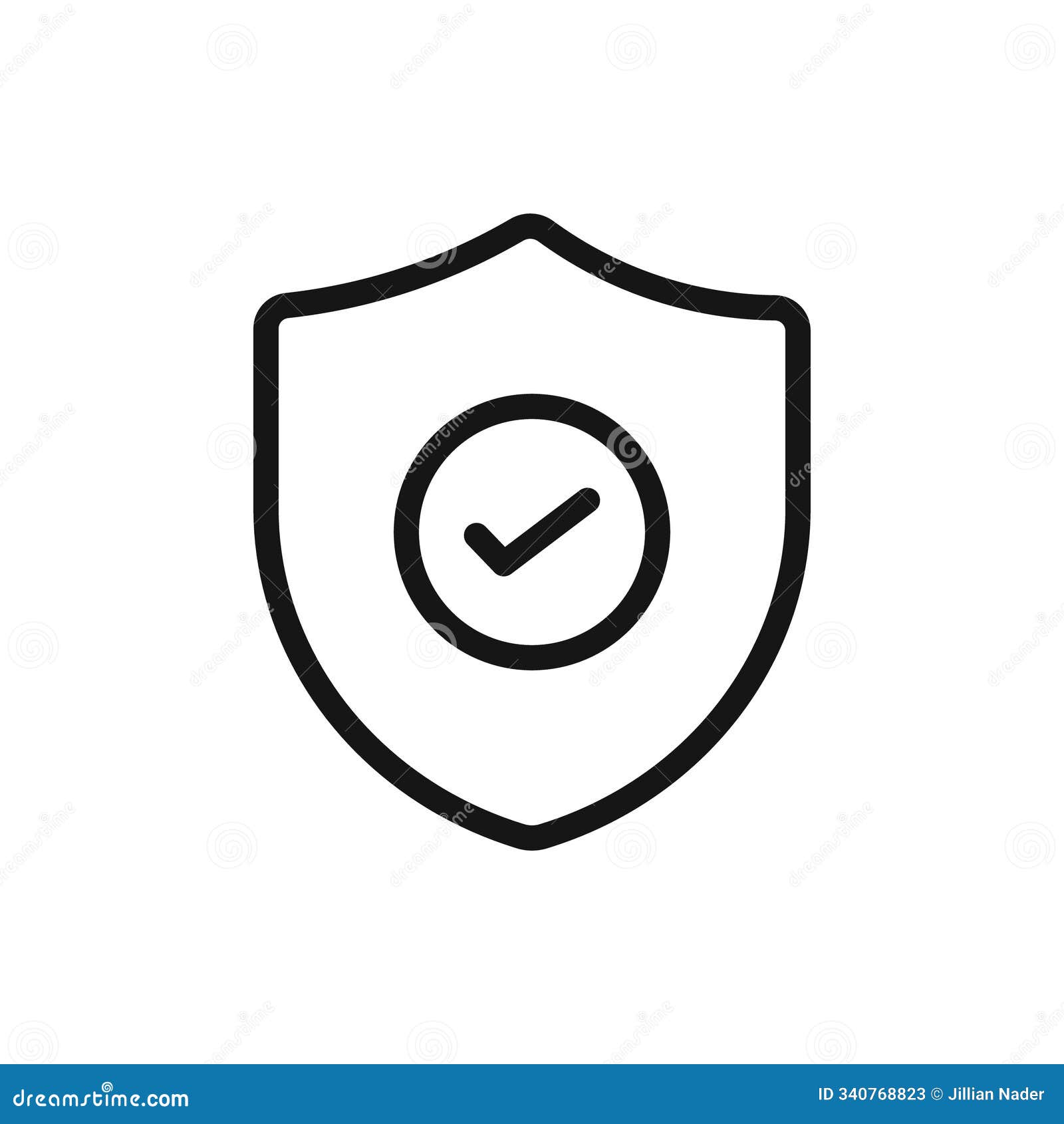 Shield Check Icon Thin Line Flat Illustration Stock Illustration ...