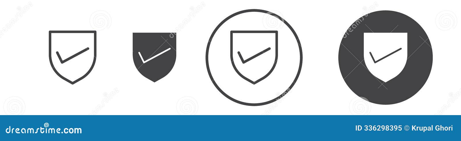 Shield Check Mark Sign Icon Or Logo Line. Protection Approve Concept ...