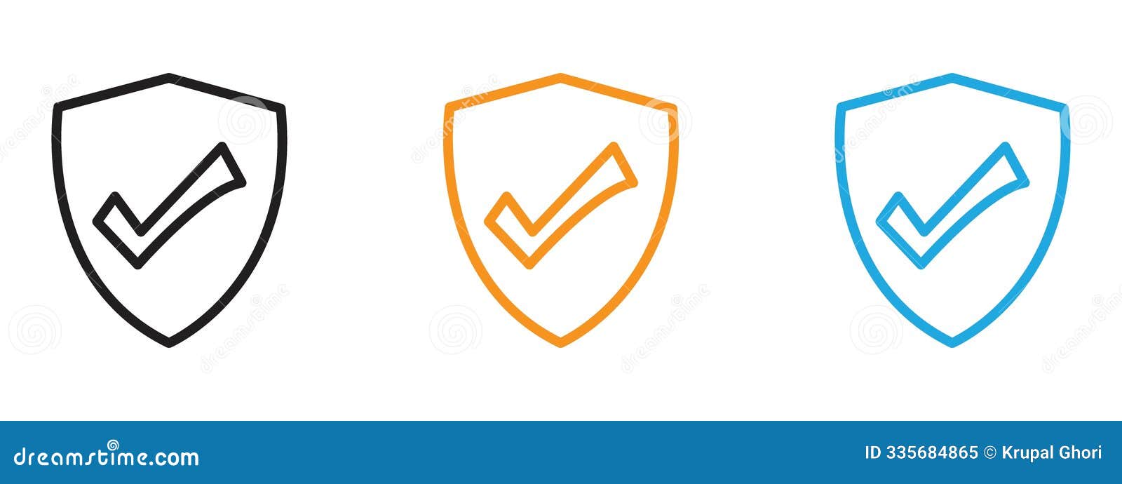 Shield Check Icon Thin Line Illustration Set Stock Vector ...