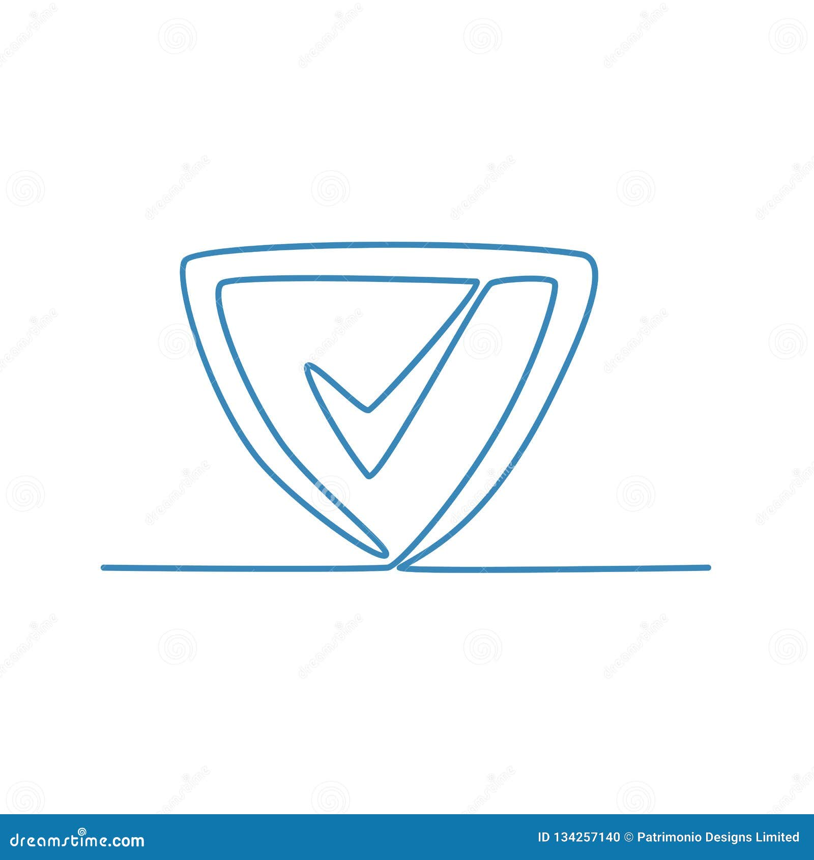 Shield with Check Mark Continuous Line Stock Vector - Illustration of ...