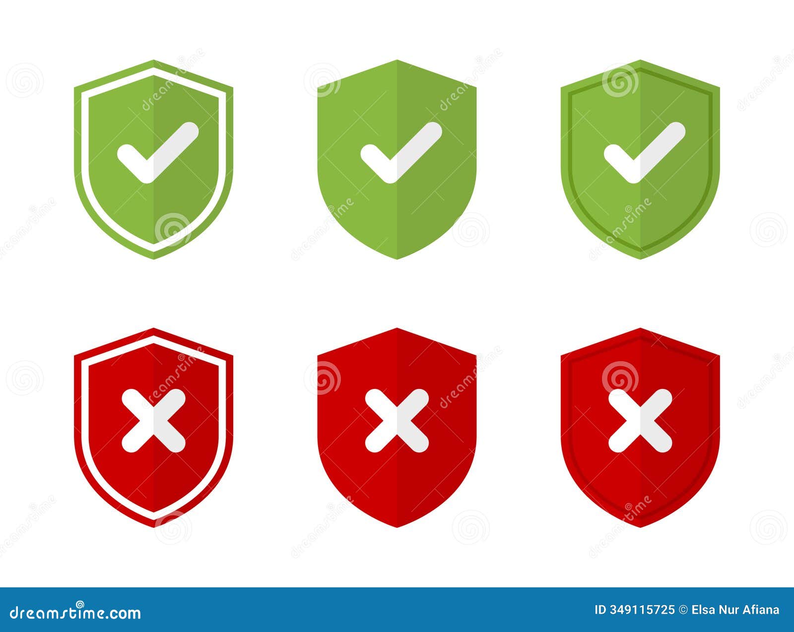 Shield with Check Mark and Cross Icon Set with Shadow. Safe and Unsafe ... Shield with Check Mark and Cross Icon Set with Shadow. Safe and Unsafe ...