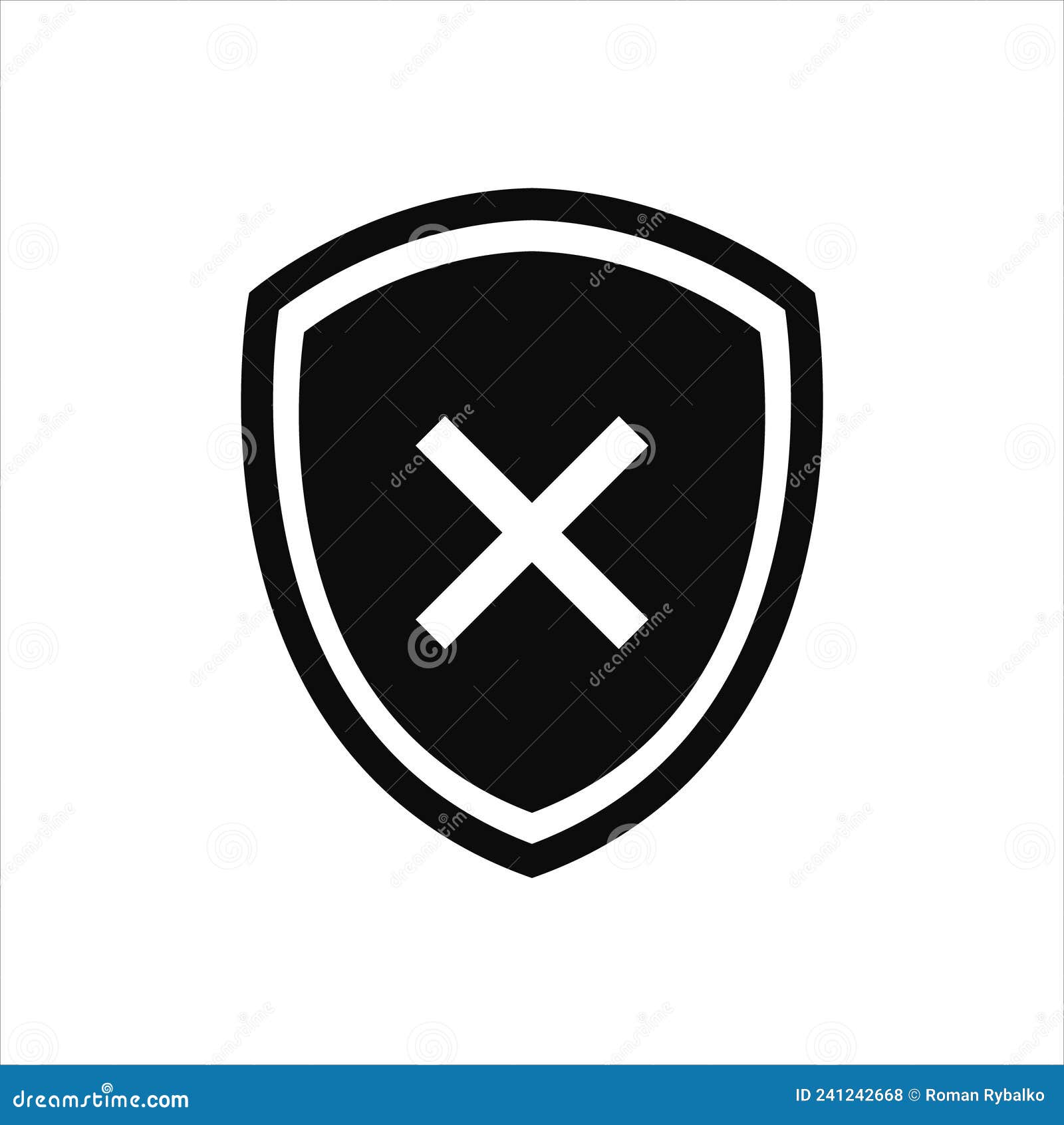 Shield Check Mark False Icon or Security Shield Danger Protection Icon ...