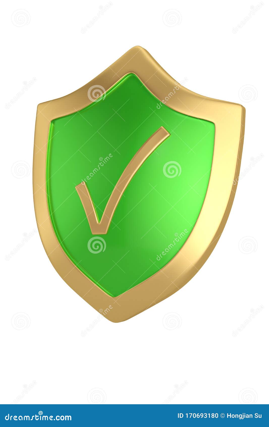 Shield with Check Mark Icon, 3D Illustration Stock Illustration ...