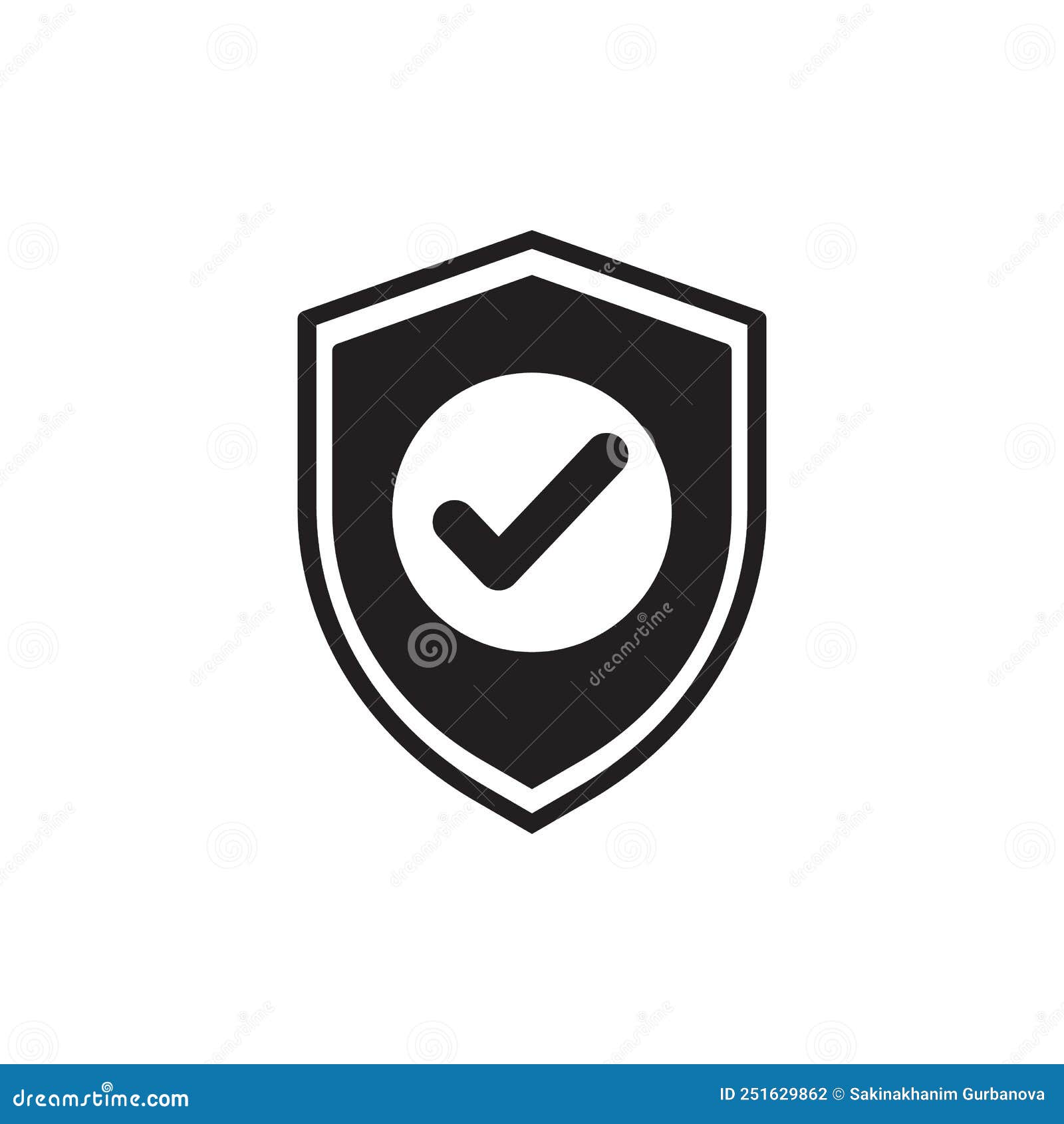 Shield with Check Mark Icon Design Isolated on White Background Stock ...