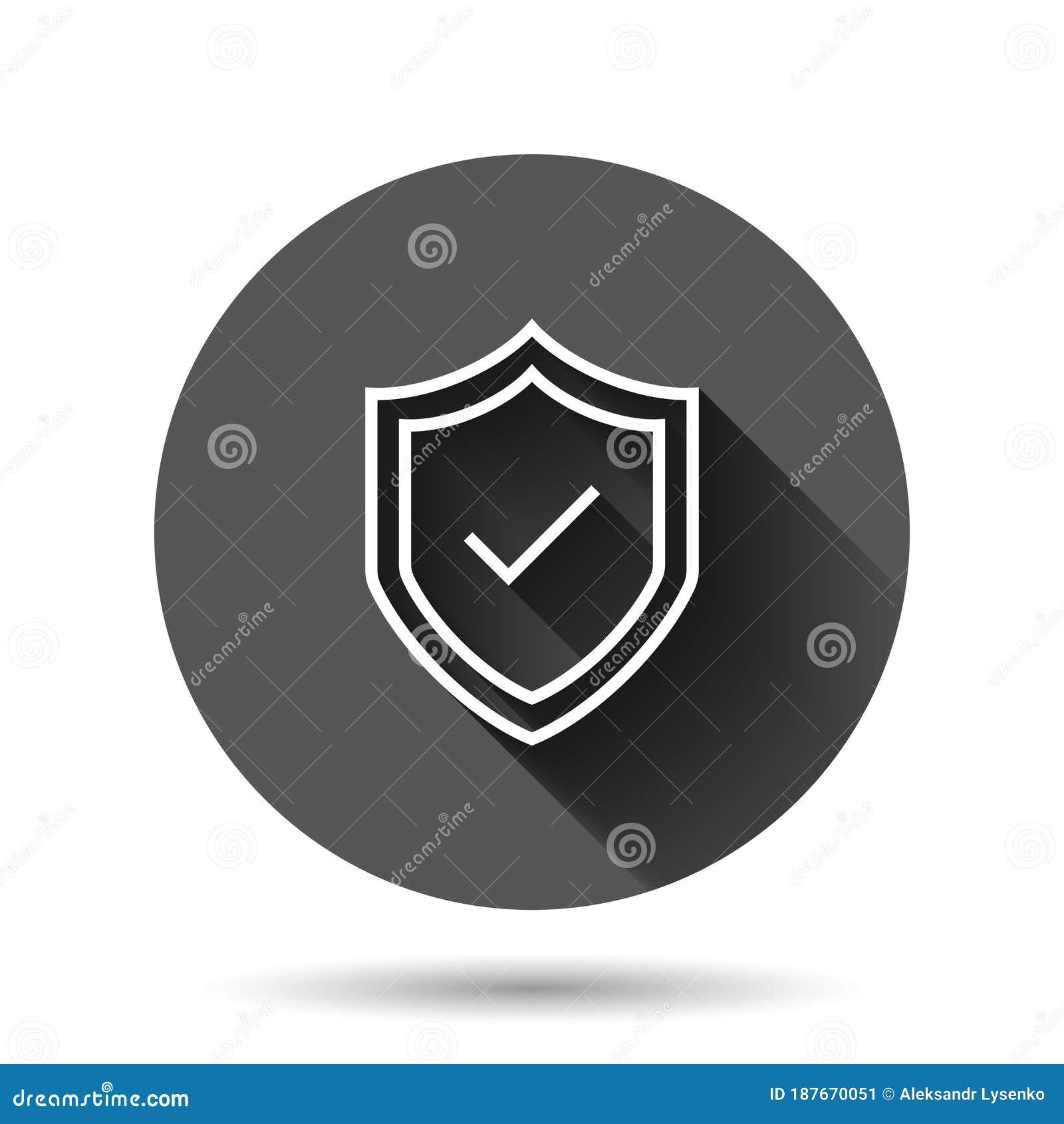 Shield with Check Mark Icon in Flat Style. Protect Vector Illustration ...