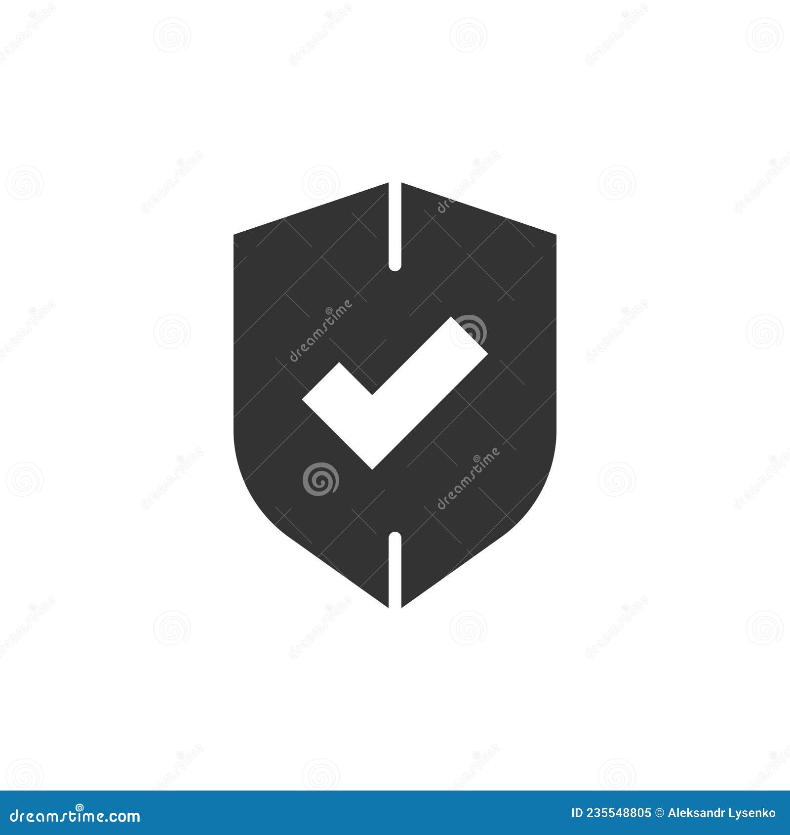 Shield with Check Mark Icon in Flat Style. Protect Vector Illustration ...