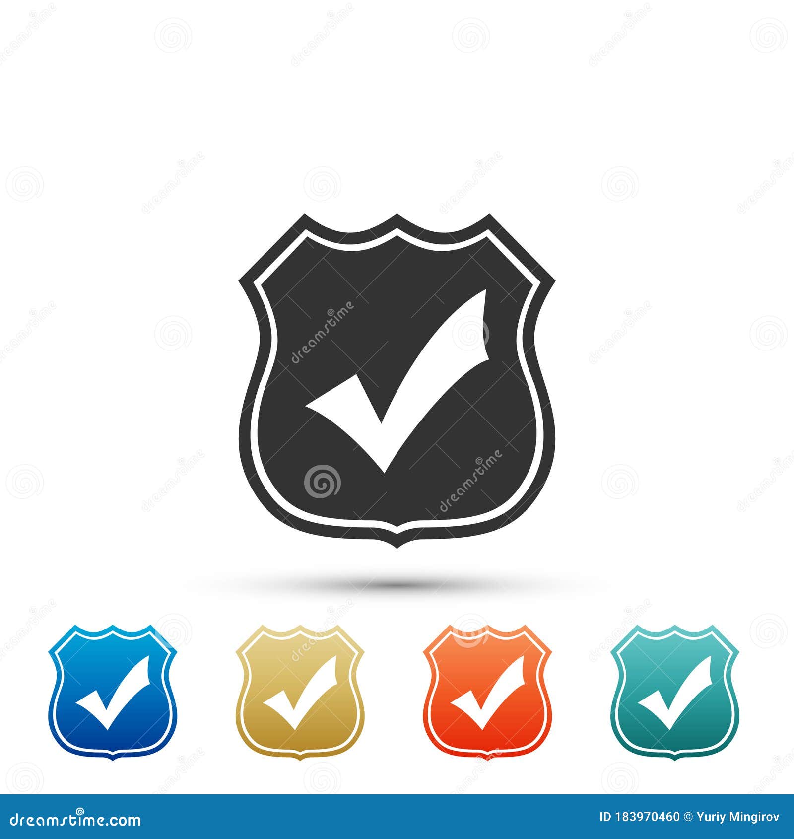 Shield with Check Mark Icon Isolated on White Background. Set Elements ...