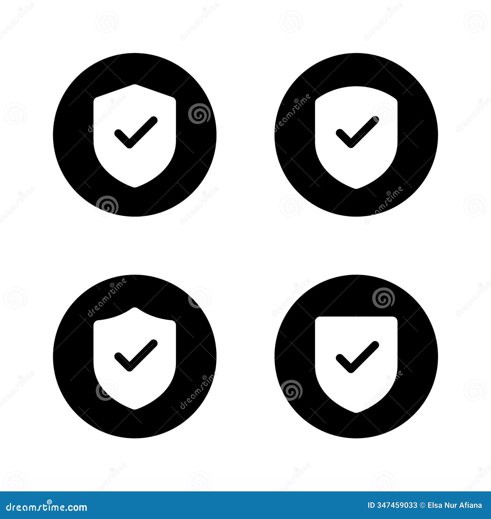 Shield With Check Mark Icon Set On Black Circle. Defense, Security With ...