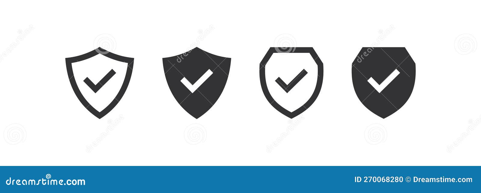 Shield with Check Mark Icon Set. Security Shield Vector Stock ...