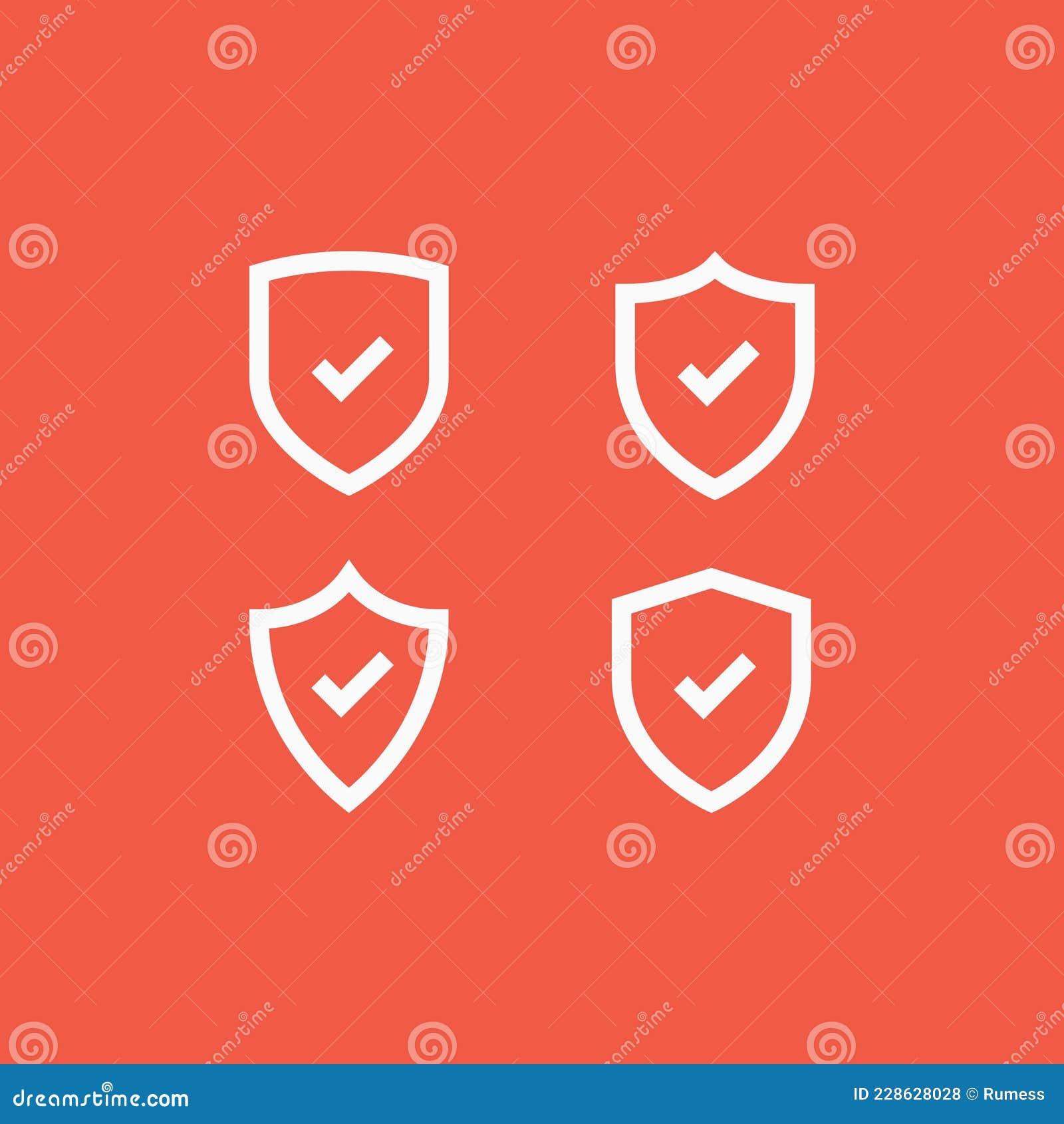 Shield Check Mark Icon Set. Vector Illustration Stock Vector ...