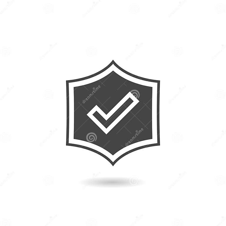 Shield with Check Mark Icon with Shadow Stock Vector - Illustration of ...