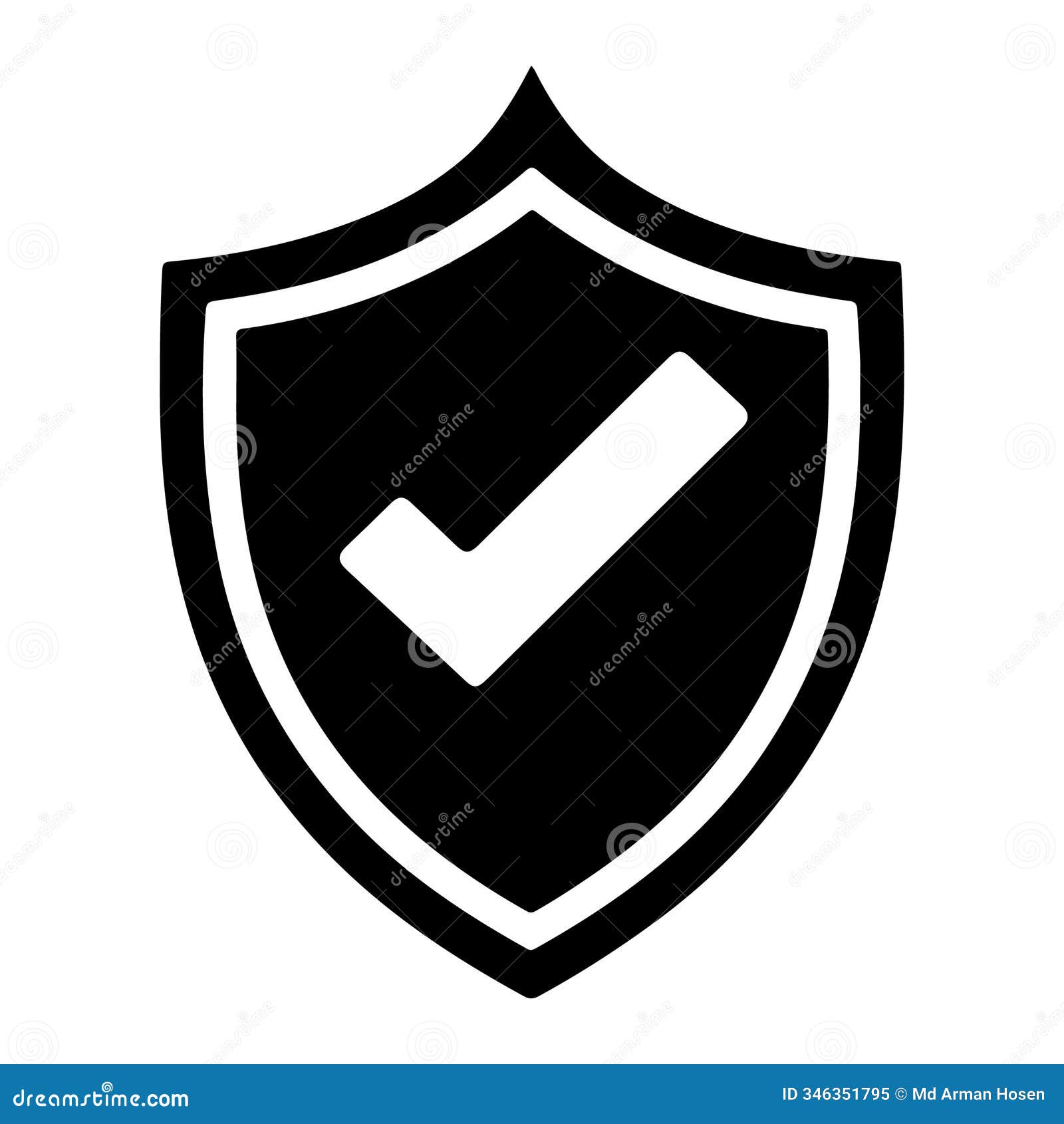 Shield with Check Mark Icon Silhouette Vector Stock Illustration ...