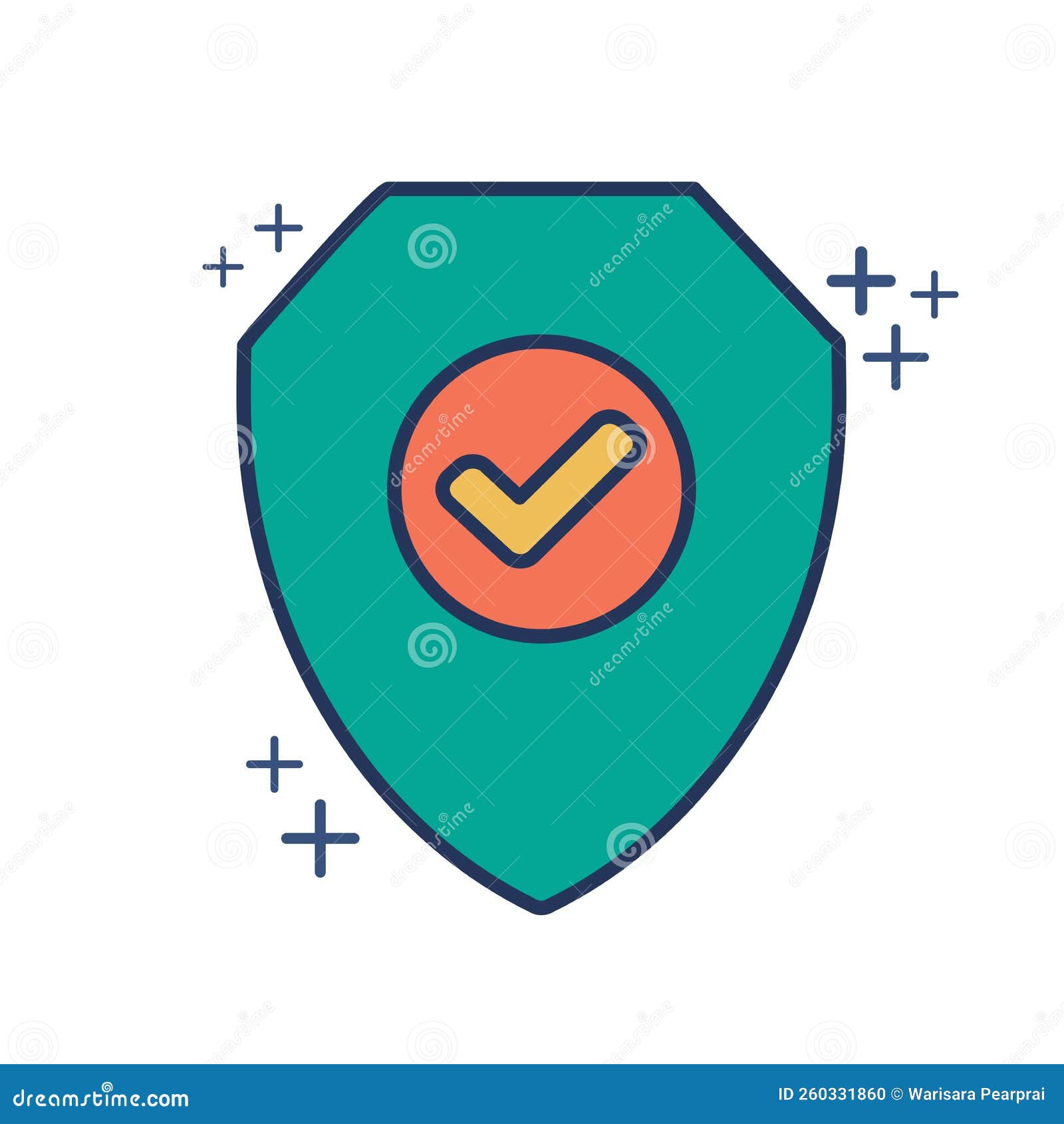 Shield Check Mark Icon Vector Illustration Glyph Style Design with ...