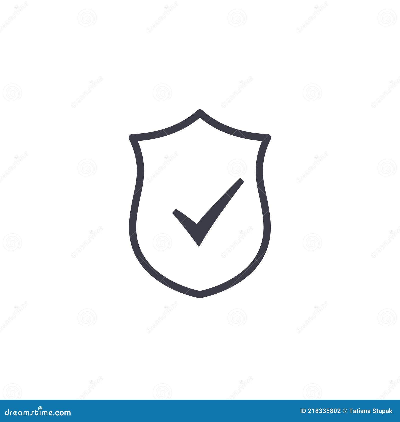 Shield and Check Mark Icon Vector Logo Line Template Isolated on White ...