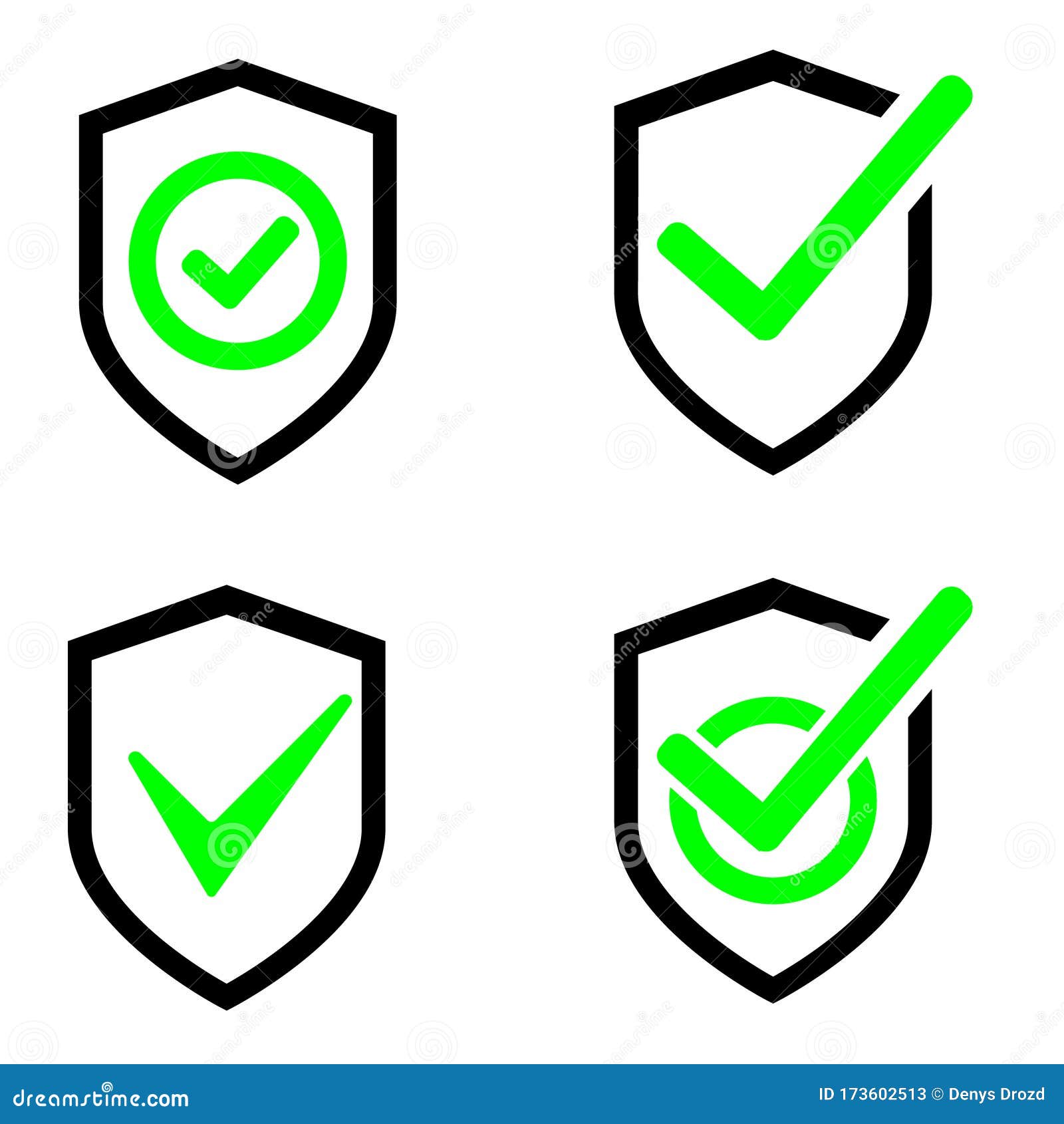 Shield Check Mark Icon Vector Set. Online Security Illustration Sign ...