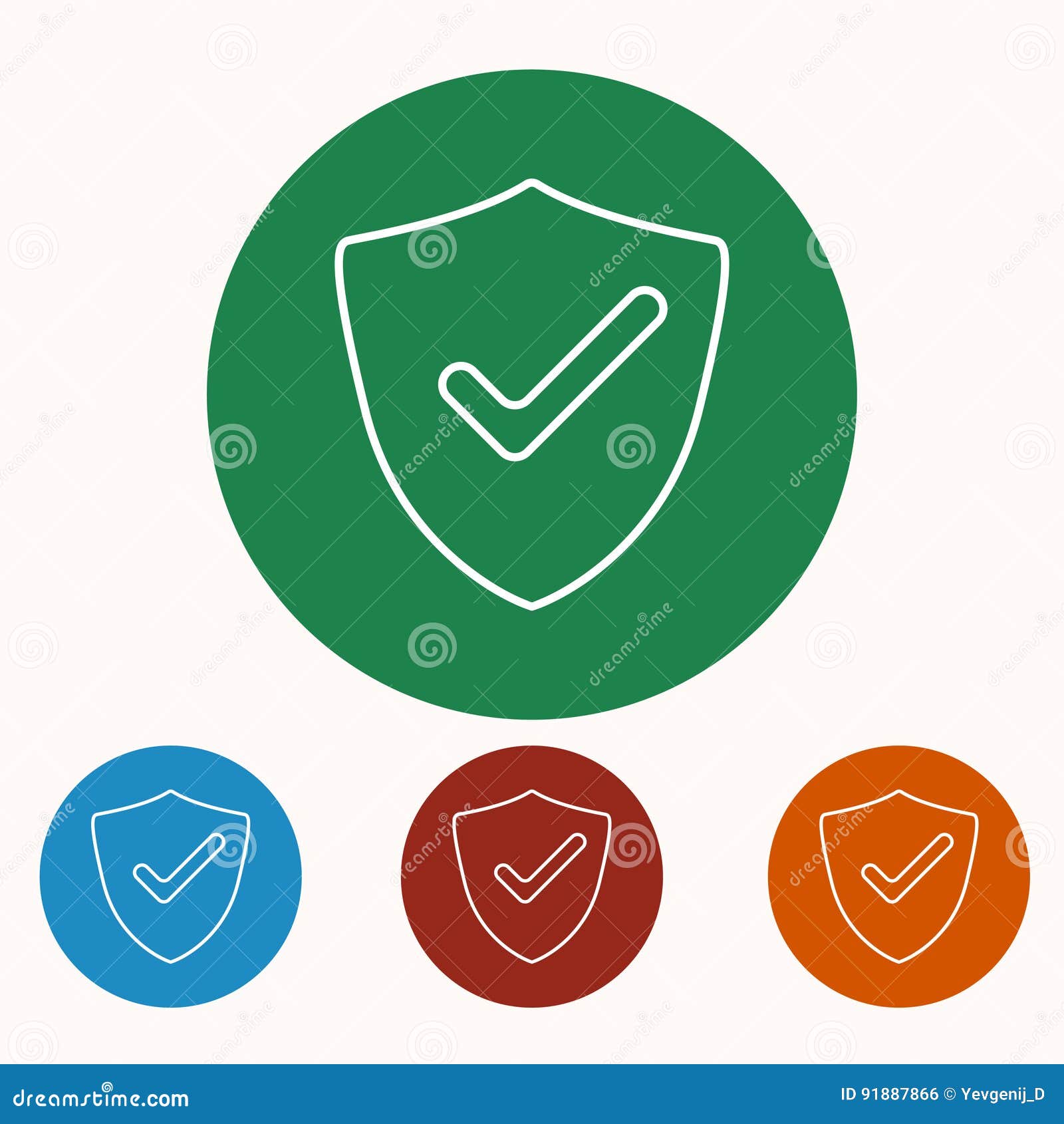 Shield Check Mark Icons Set Stock Vector - Illustration of drawn ...