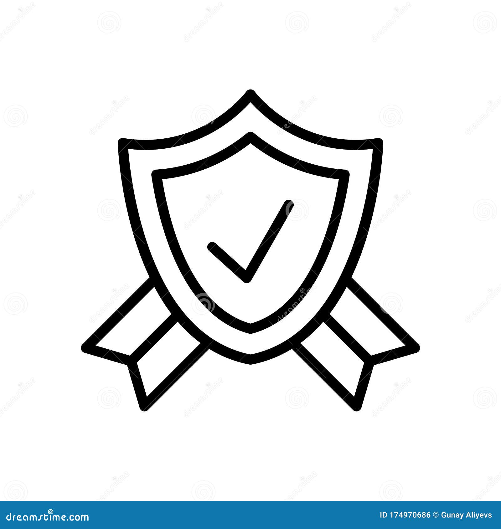 Shield, Check Mark, Ribbon Icon. Simple Line, Outline Vector Elements ...