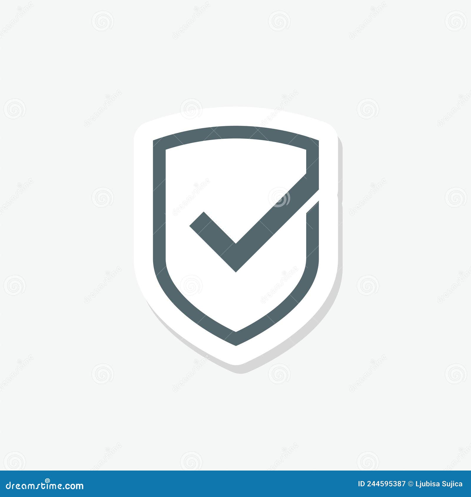 Shield Check Mark Safety Sticker Icon Stock Vector - Illustration of ...