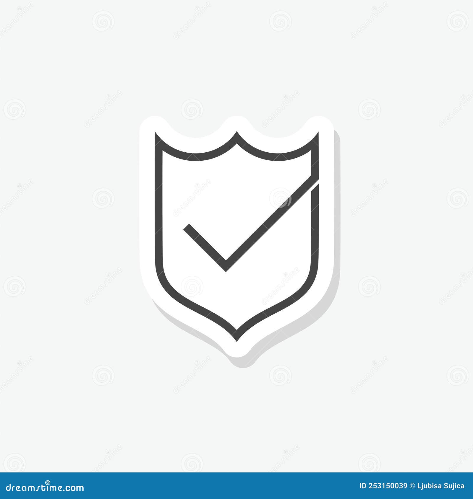 Shield with Check Mark Symbol Sticker Stock Vector - Illustration of ...