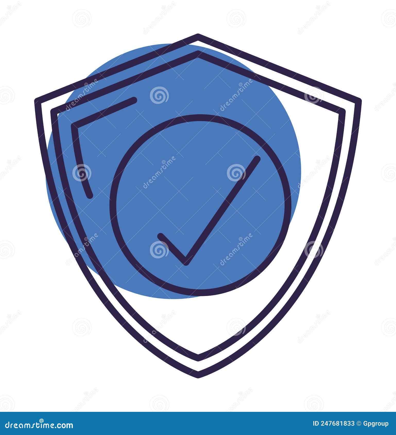 Shield with check symbol stock vector. Illustration of safe - 247681833