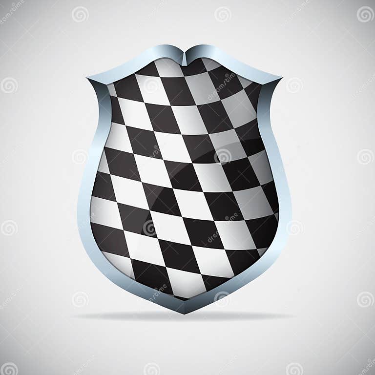 Shield with checkered flag stock vector. Illustration of rubber - 28441100