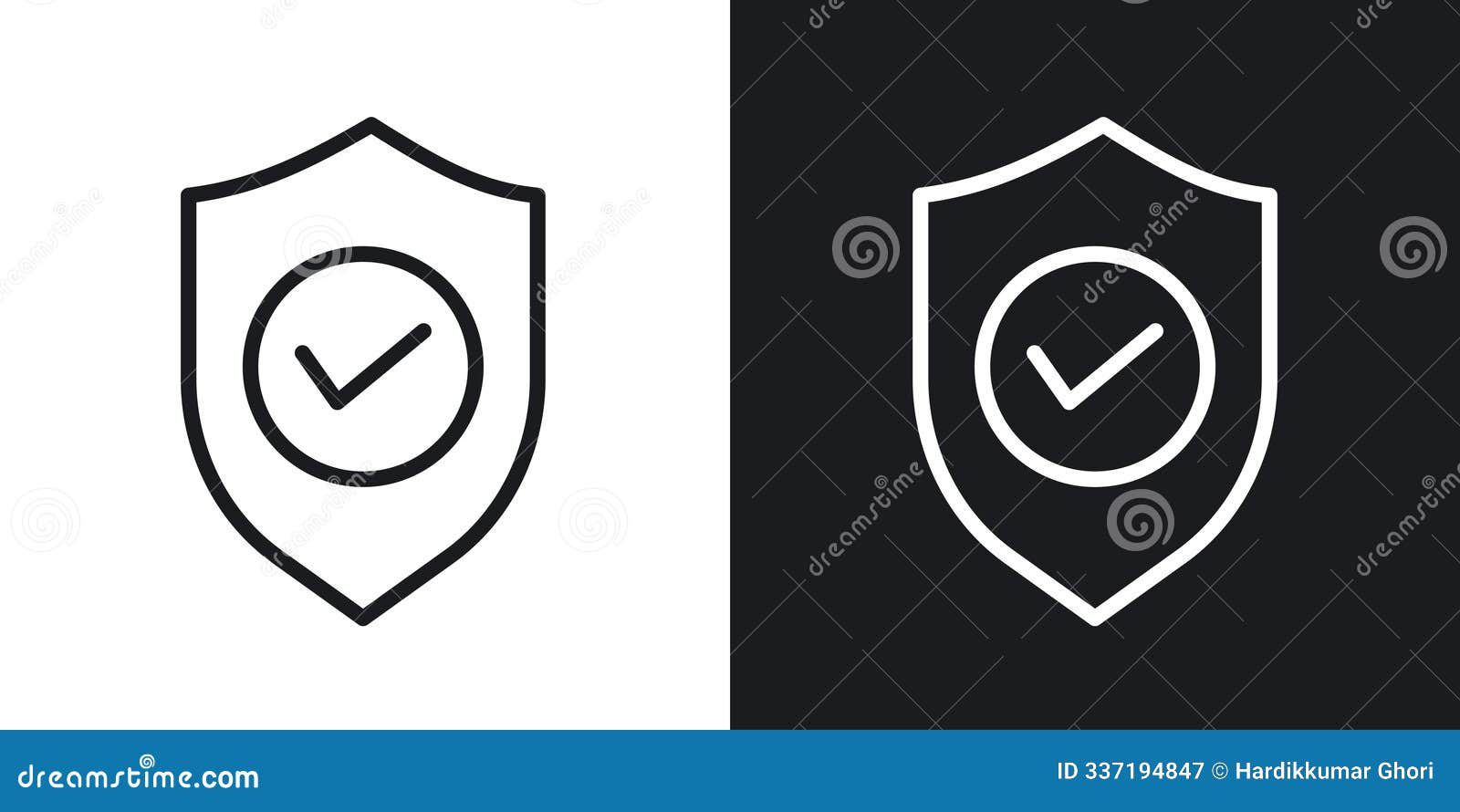 Shield Checkline in Thin Line Black Color. Flat Simple Vector Symbols ...