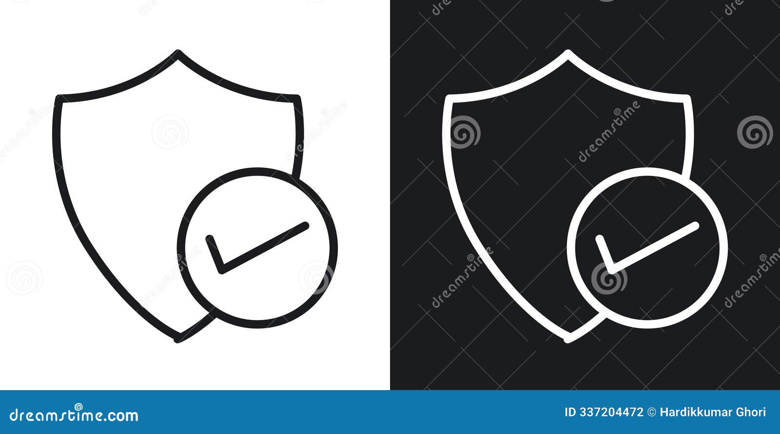 Shield Checkline in Thin Line Black Color. Flat Simple Vector Symbols ...