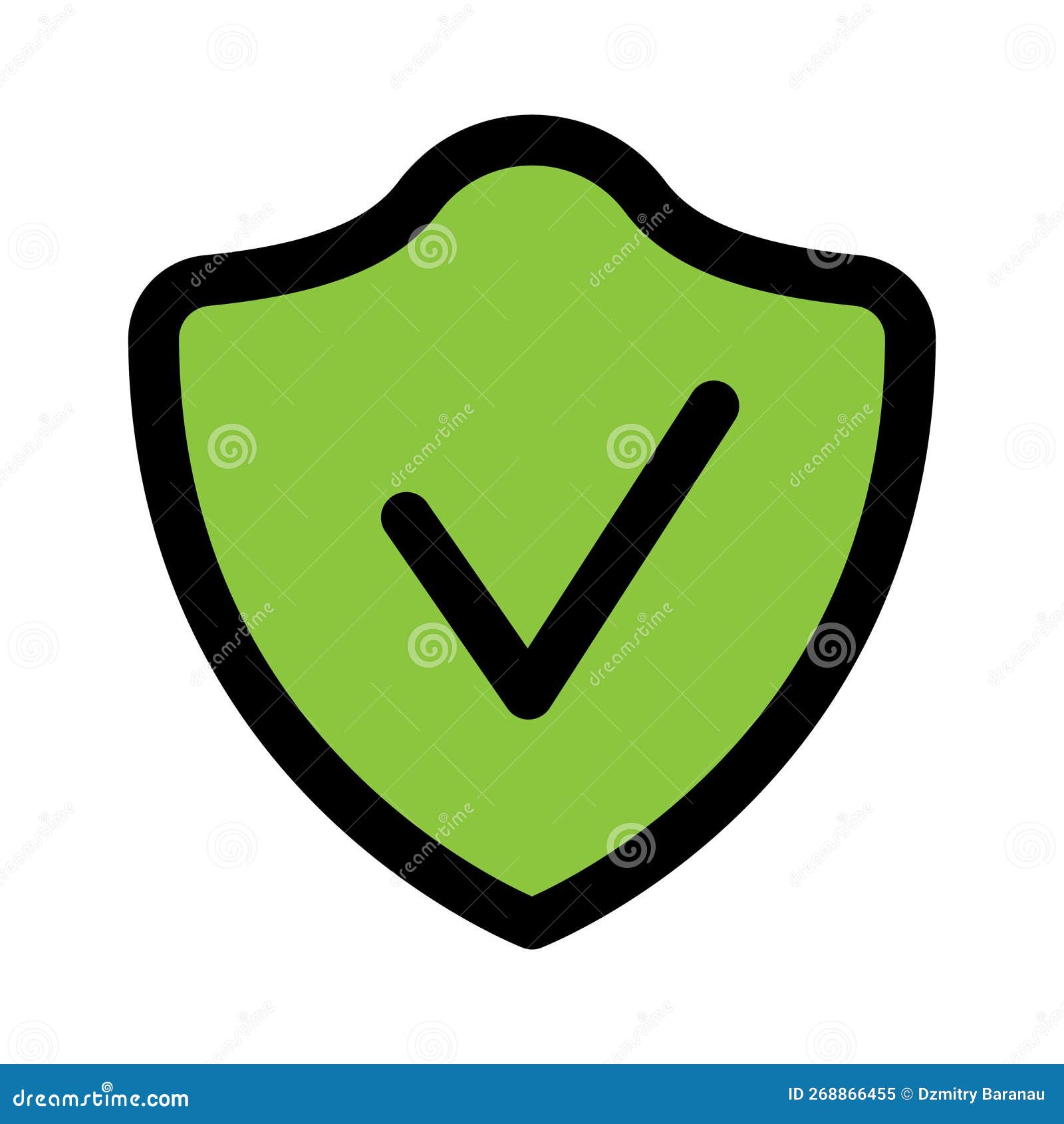 Shield with Checkmark Icon Line Isolated on White Background. Black ...