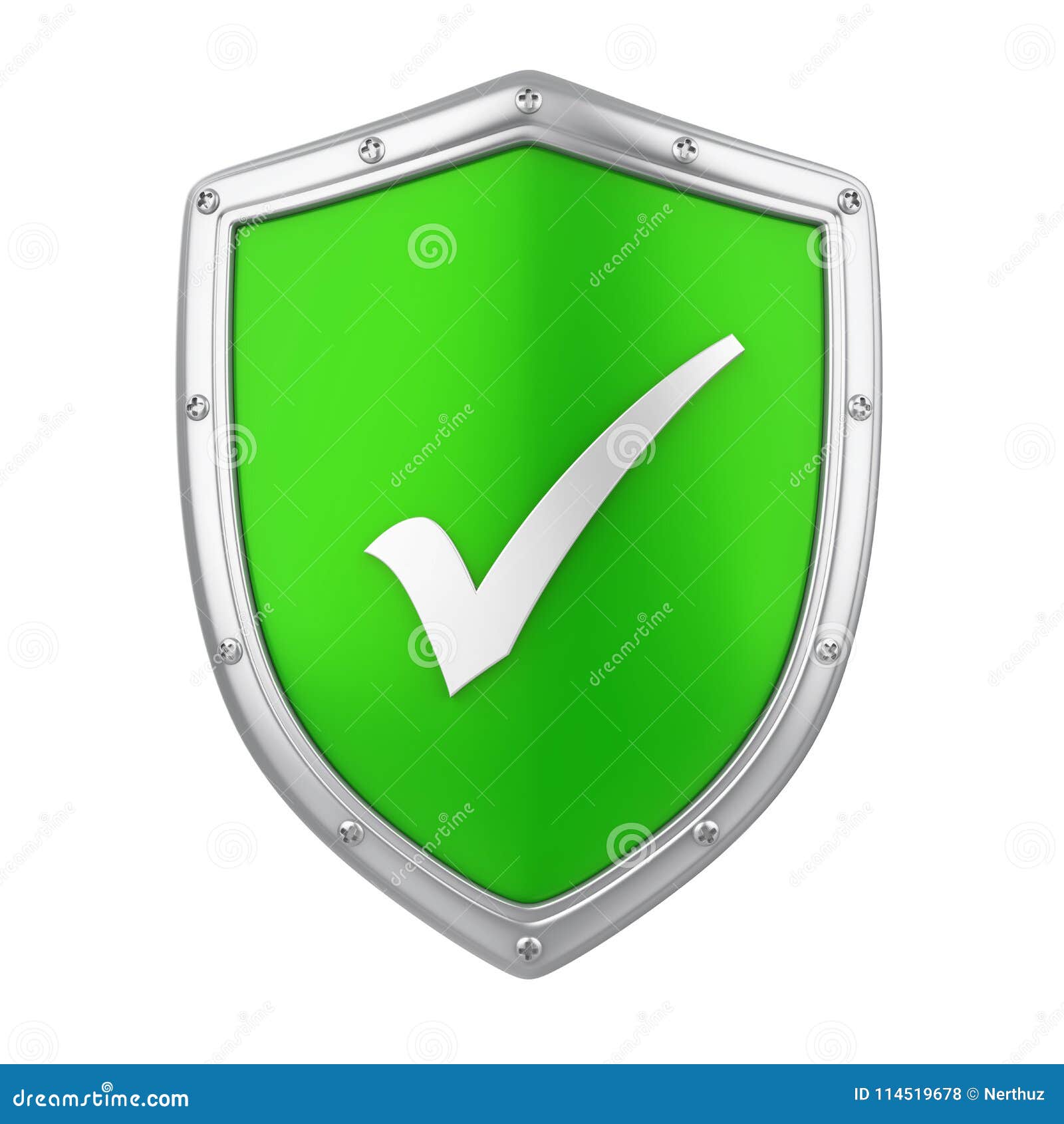 Shield with Checkmark Sign Isolated Stock Illustration - Illustration ...