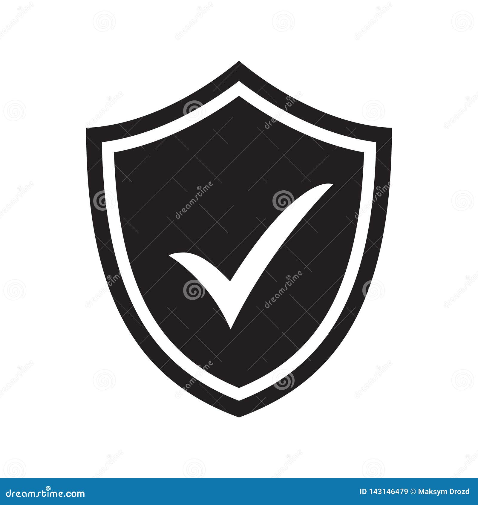 Shield with Checkmark Symbol for Download. Tick Shield Security Icon ...