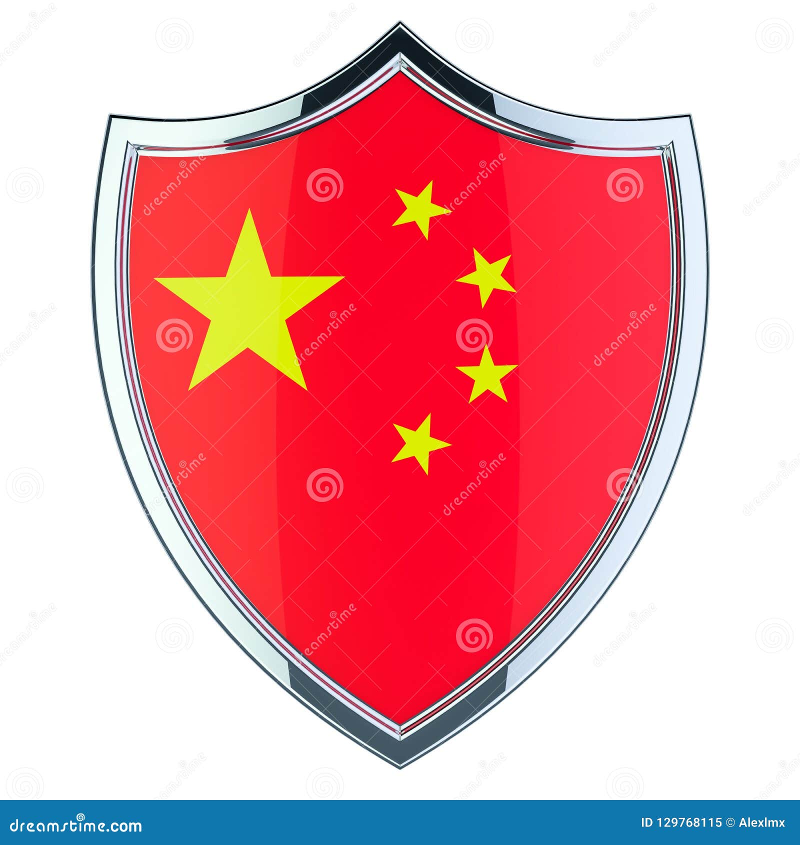 Shield with Chinese Flag, 3D Rendering Stock Illustration ...