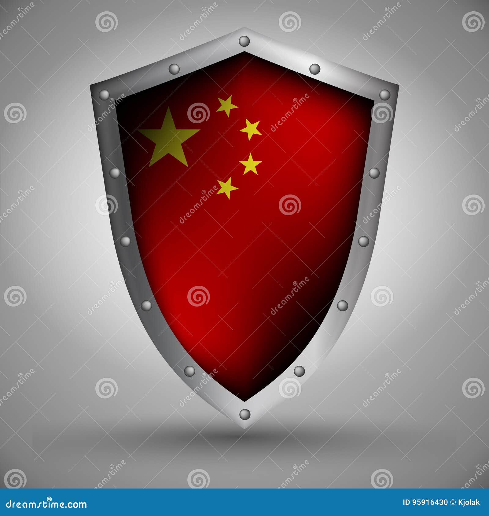Shield with Chinese flag stock vector. Illustration of chinese - 95916430