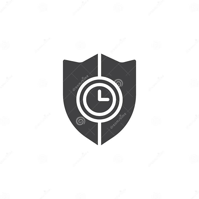 Shield with Clock Icon Vector Stock Vector - Illustration of rescue ...