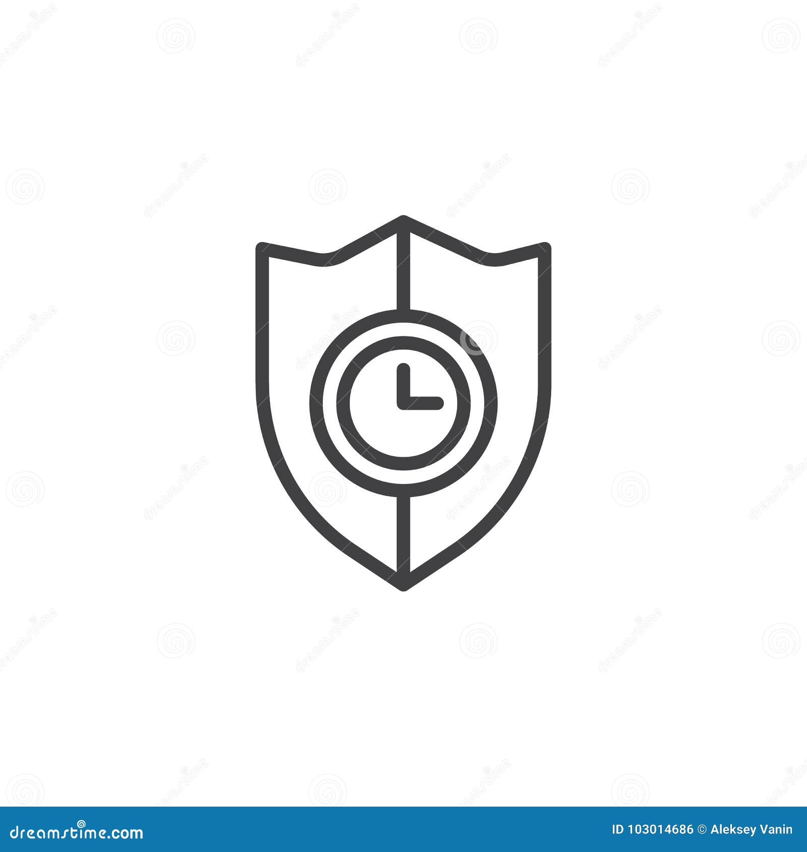 Shield with Clock Line Icon Stock Vector - Illustration of guard ...