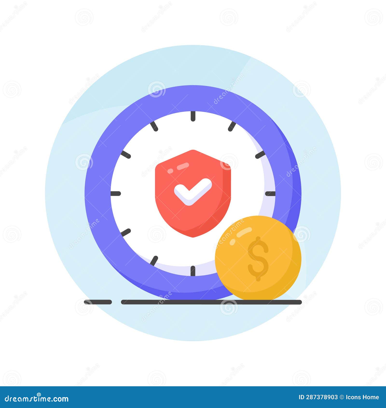 Shield with Clock, Protection Time, Warranty Period Icon Design ...