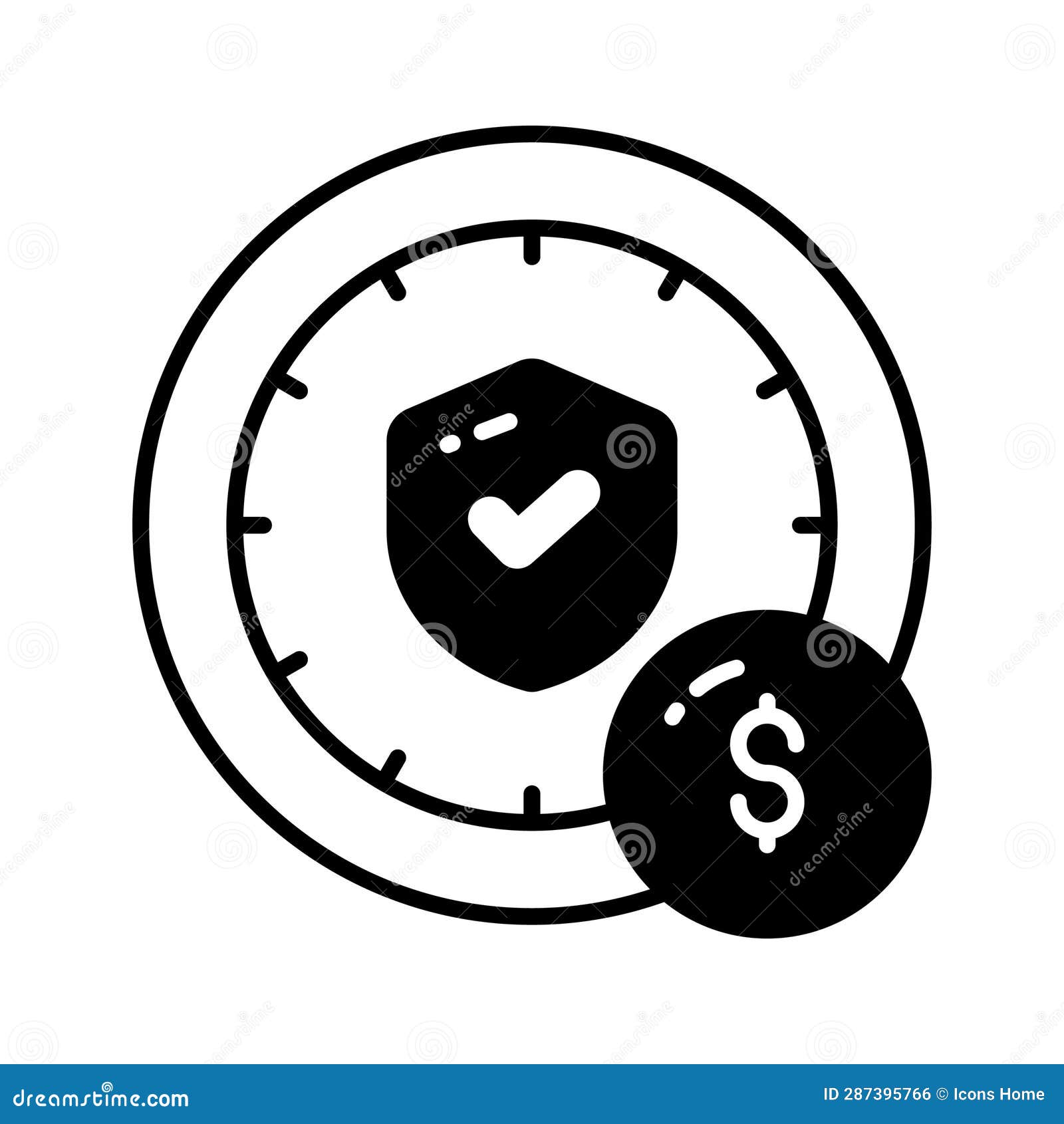 Shield with Clock, Protection Time, Warranty Period Icon Design ...