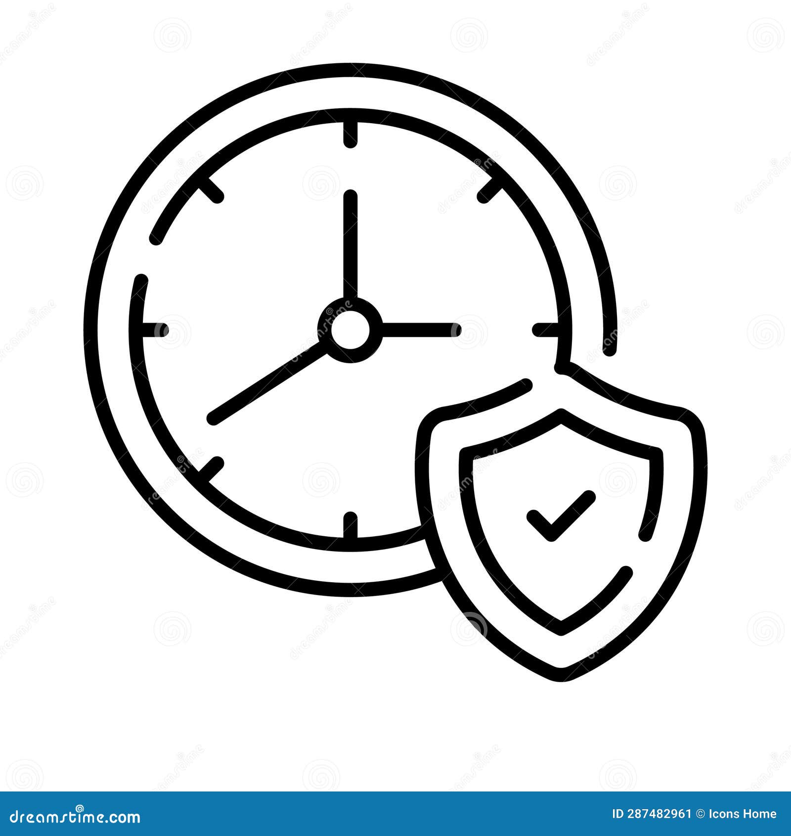 Shield with Clock, Protection Time, Warranty Period Icon Design ...