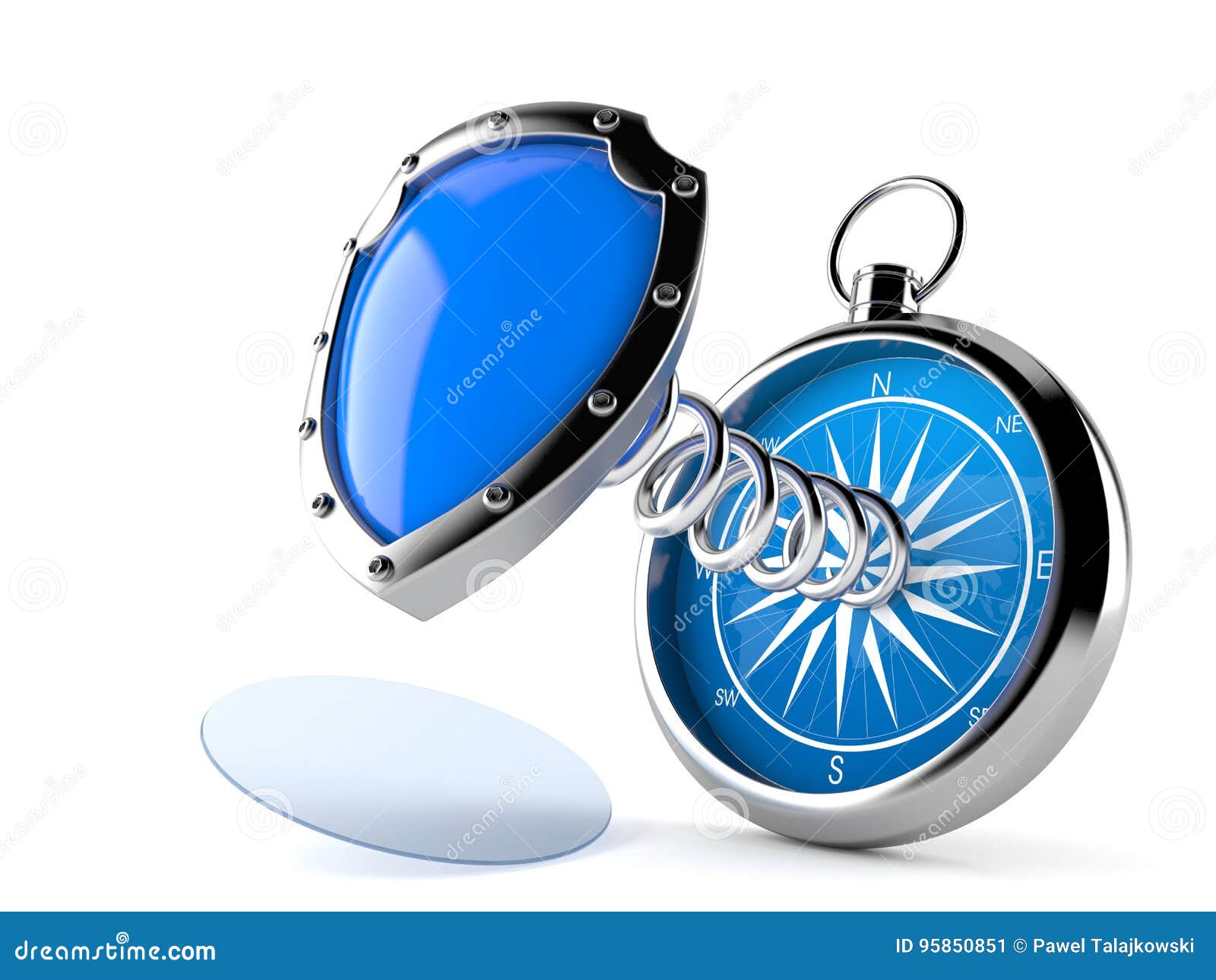 Shield with compass stock illustration. Illustration of compass - 95850851