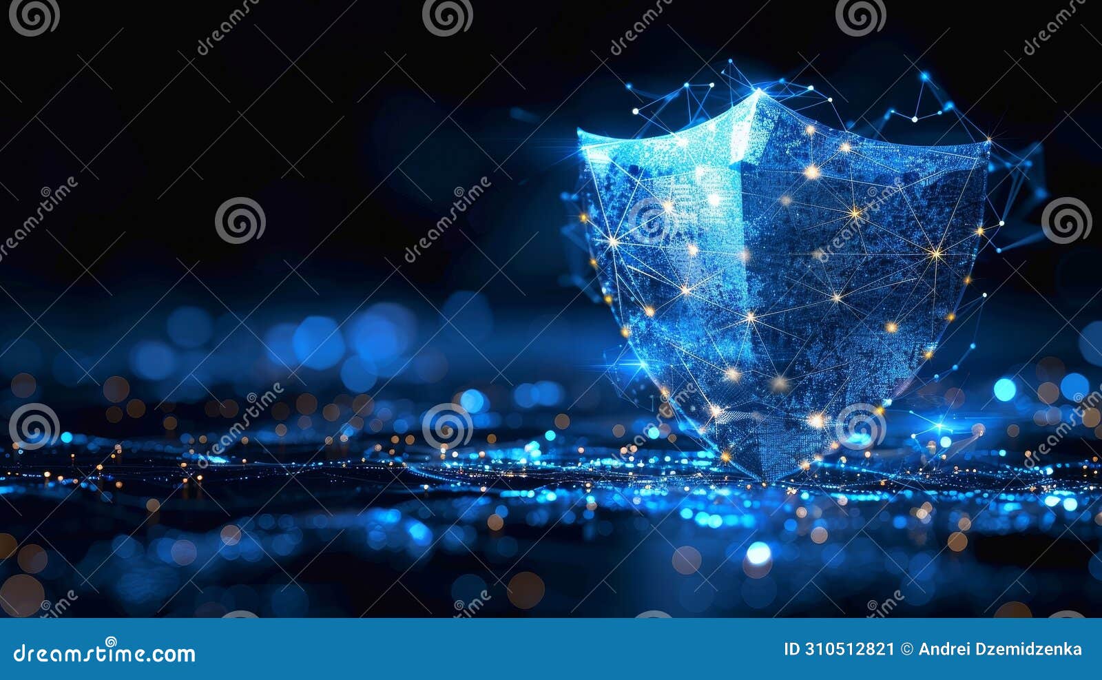 A Shield Composed of Polygons Isolated on Blue Background with a ...