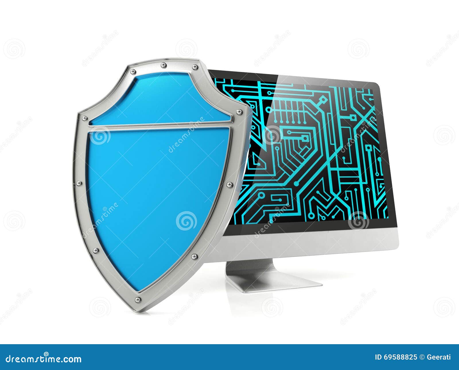 Shield and Computer Screen, Computer Security Concept Stock ...