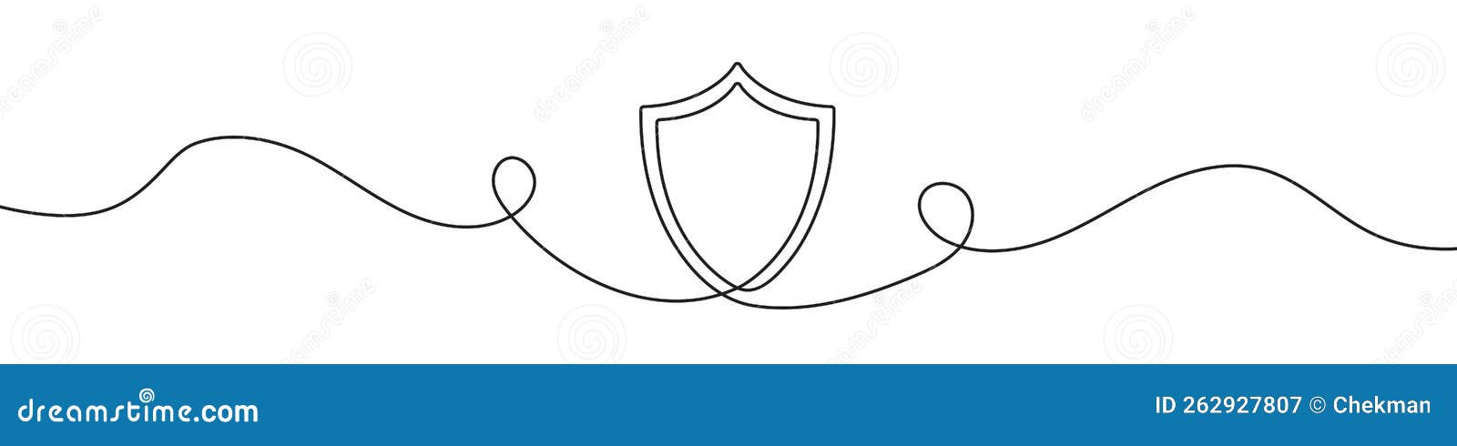 Shield in Continuous Line Drawing Style. Line Art of a Shield Stock ...