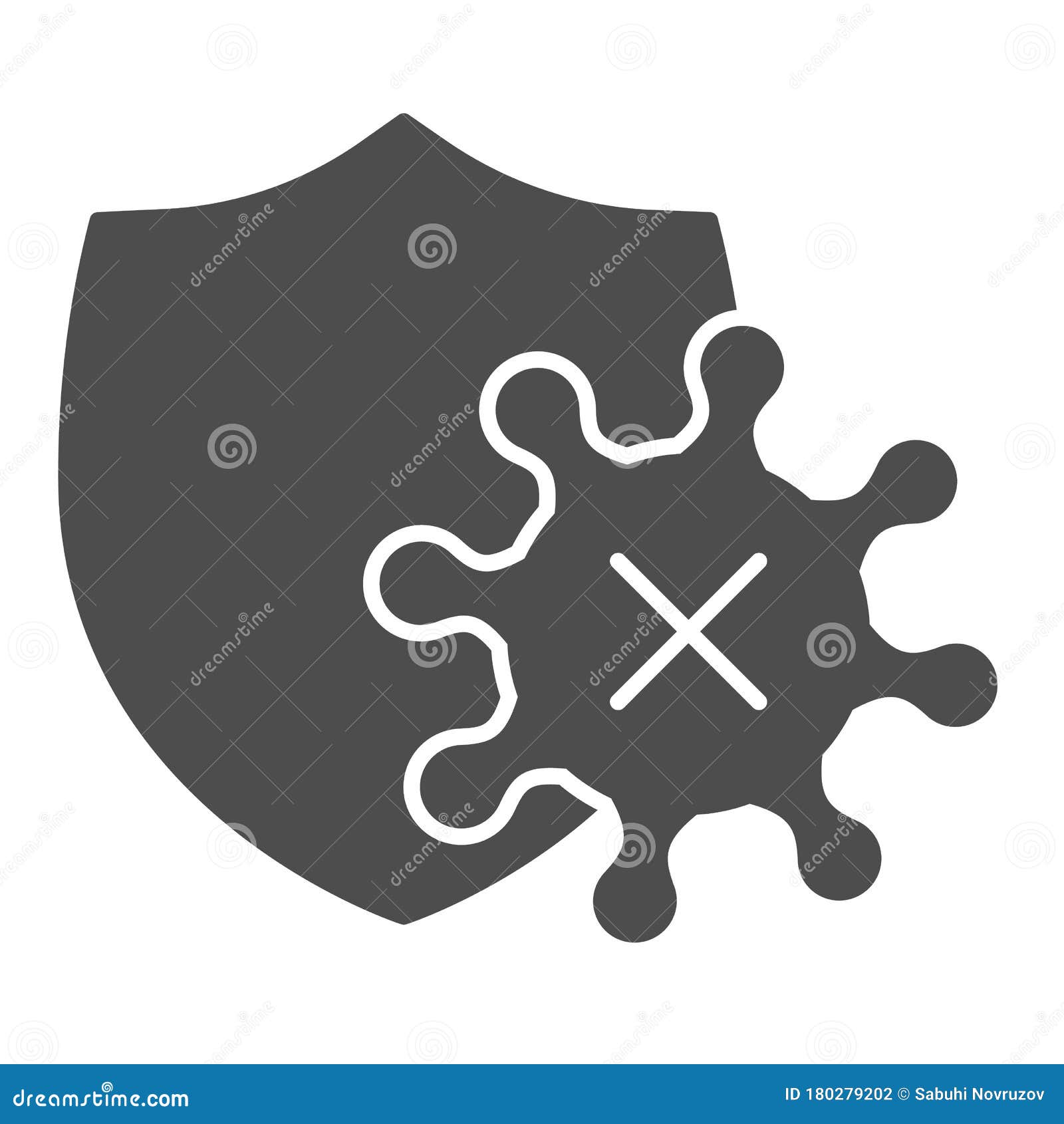 Shield with Coronavirus Bacteria Solid Icon. Hygiene Shield Virus ...