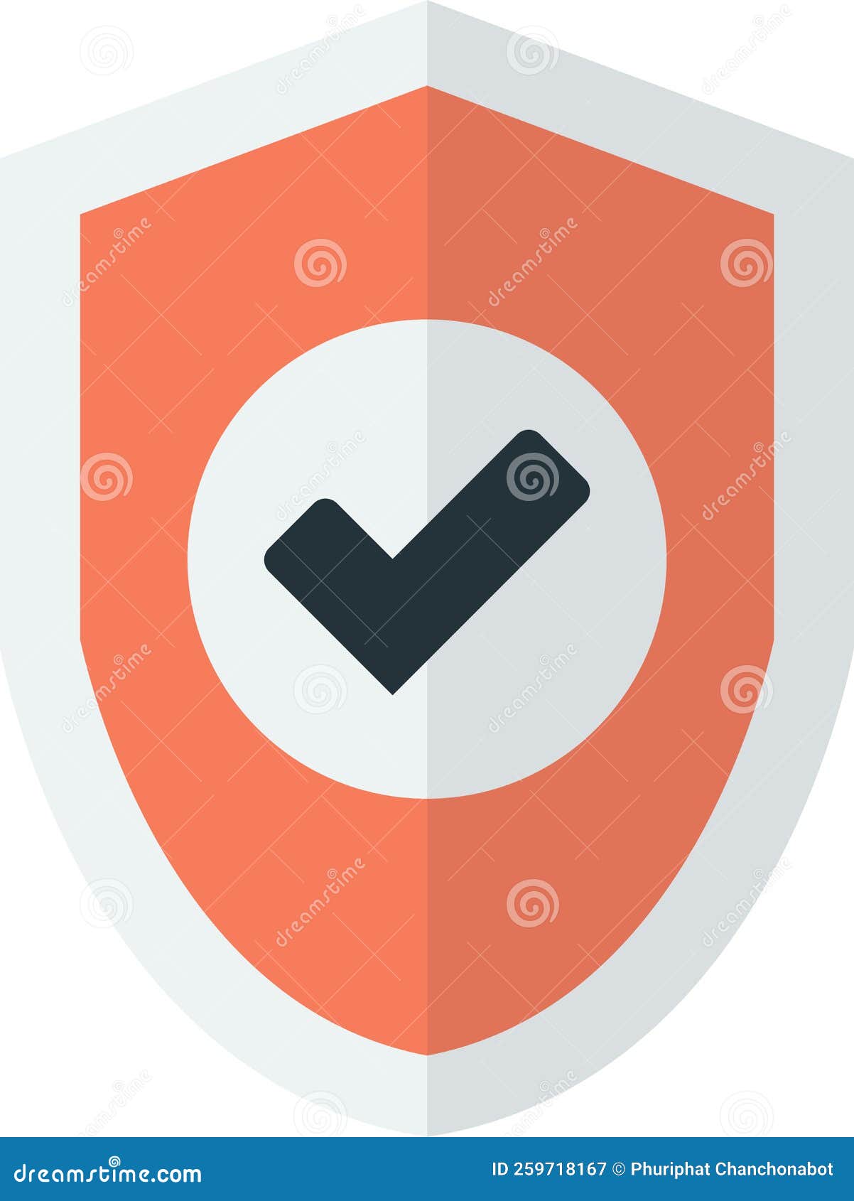 The Shield and Correct Mark Illustration in Minimal Style Stock Vector ...
