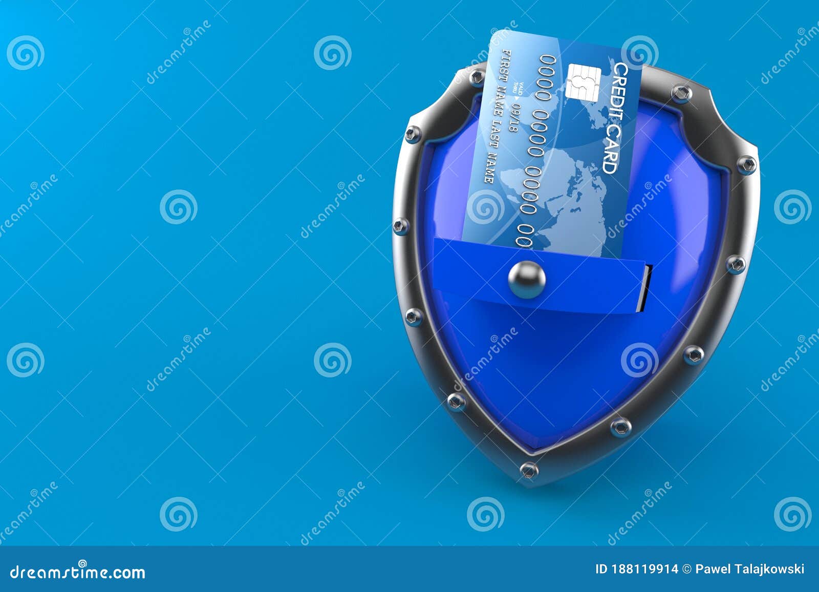 Shield with credit card stock illustration. Illustration of paying ...
