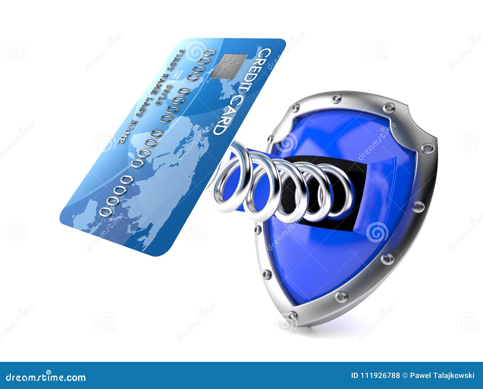 Shield with credit card stock illustration. Illustration of shiny ...