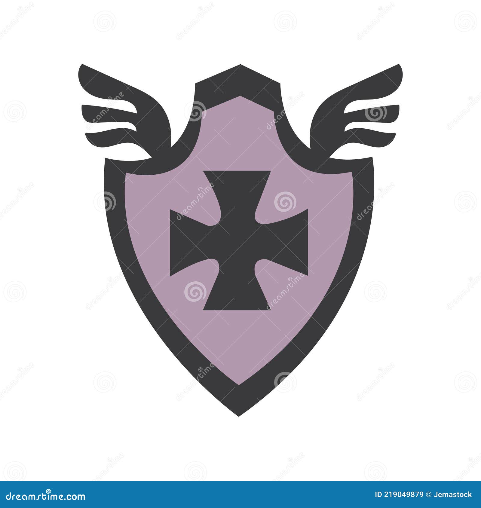 Shield with cross stock vector. Illustration of vector - 219049879