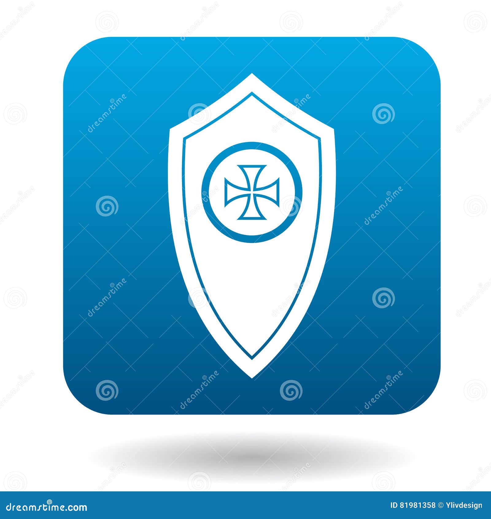 Shield with a Cross Icon, Simple Style Stock Vector - Illustration of ...