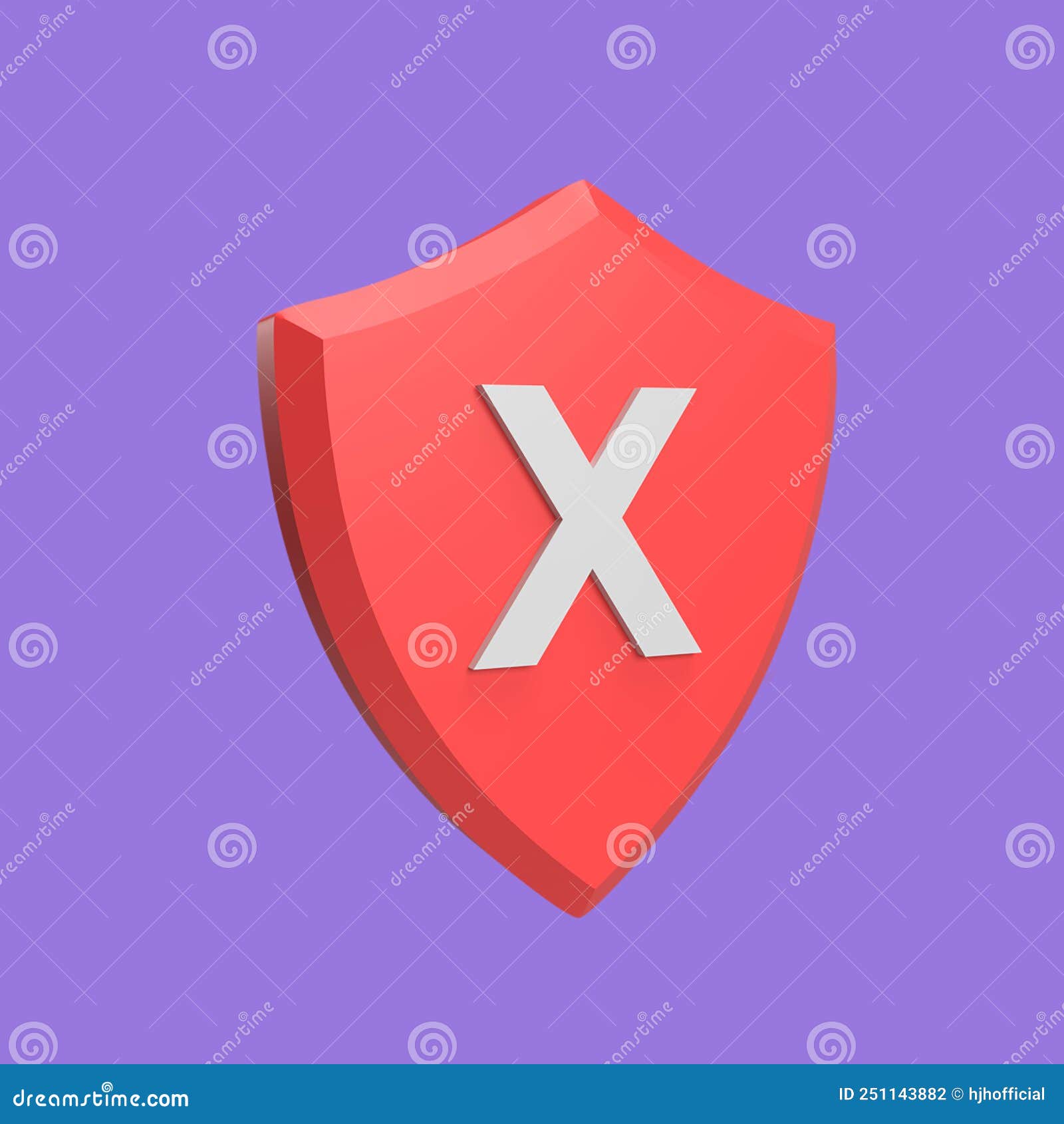 Shield with Cross Mark 3d Icon Model Cartoon Style Concept. Render ...
